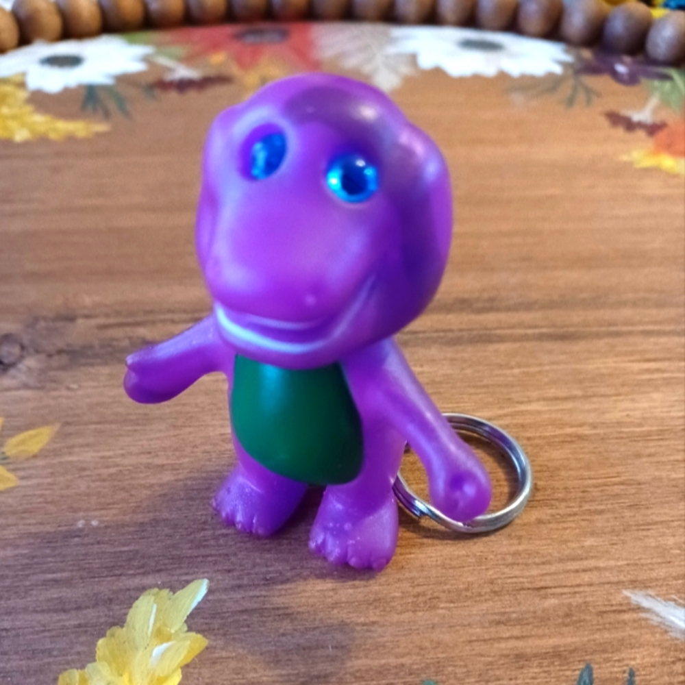 Vintage Barney Figure Keychain 2.5" - Gem